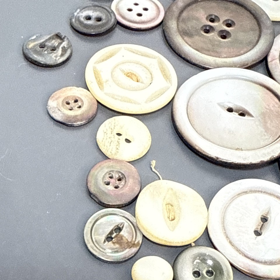 Lot Of 46 Vintage Abalone Mother Of Pearl Buttons Various Sizes Styles ...