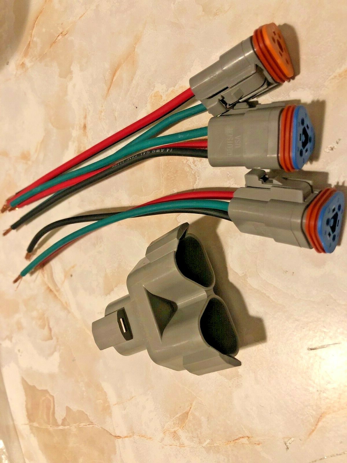 Assembled Deutsch 3-Pin Bus Y-Adapter Splitter 14 AWG Pigtail harness ...