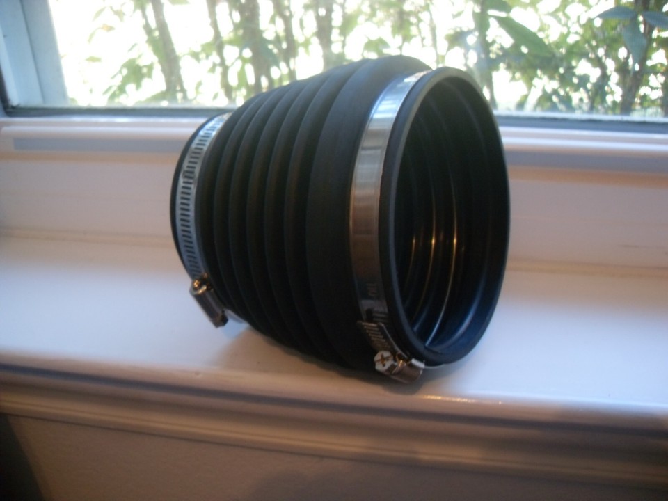 Rubber Flex Collar Pipe Boot Coupling 4" x 4.75" IDs, 5" Length, w ...