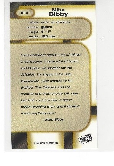 1998 PRESS PASS DOUBLE THREAT BASKETBALL RETROS MIKE BIBBY #RT2 ...