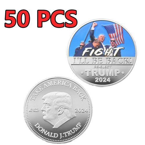 50PCS President Donald Trump Commemorative Coin Fight Shooting ...