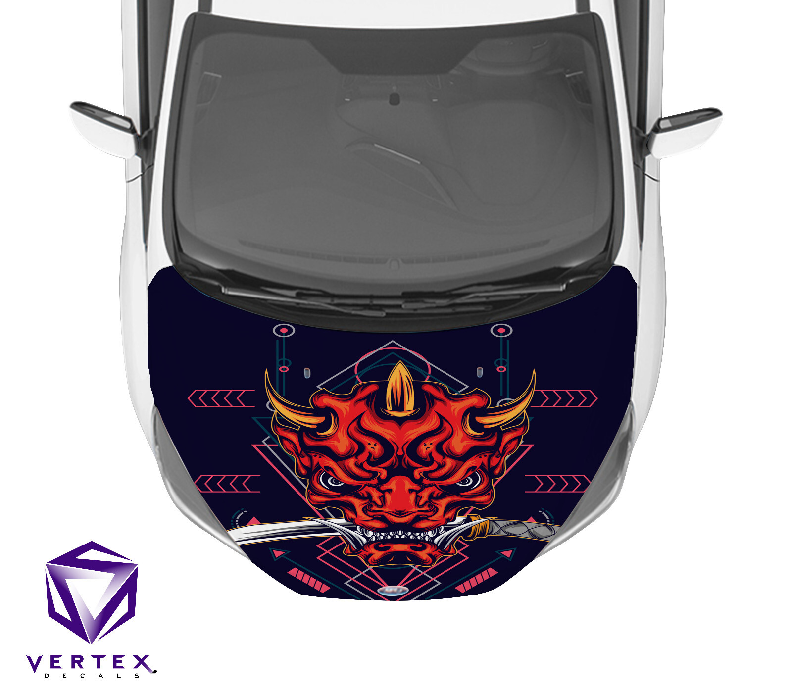 Oni Red Demon Mask Anime Hood Wrap Weatherproof Vinyl Decal 50X60 1-YR ...