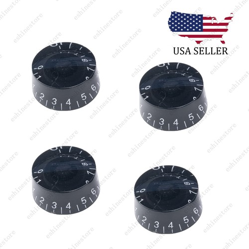 4 Pcs Black/White Electirc Guitar Control Knobs Speed Dial Knobs for ...