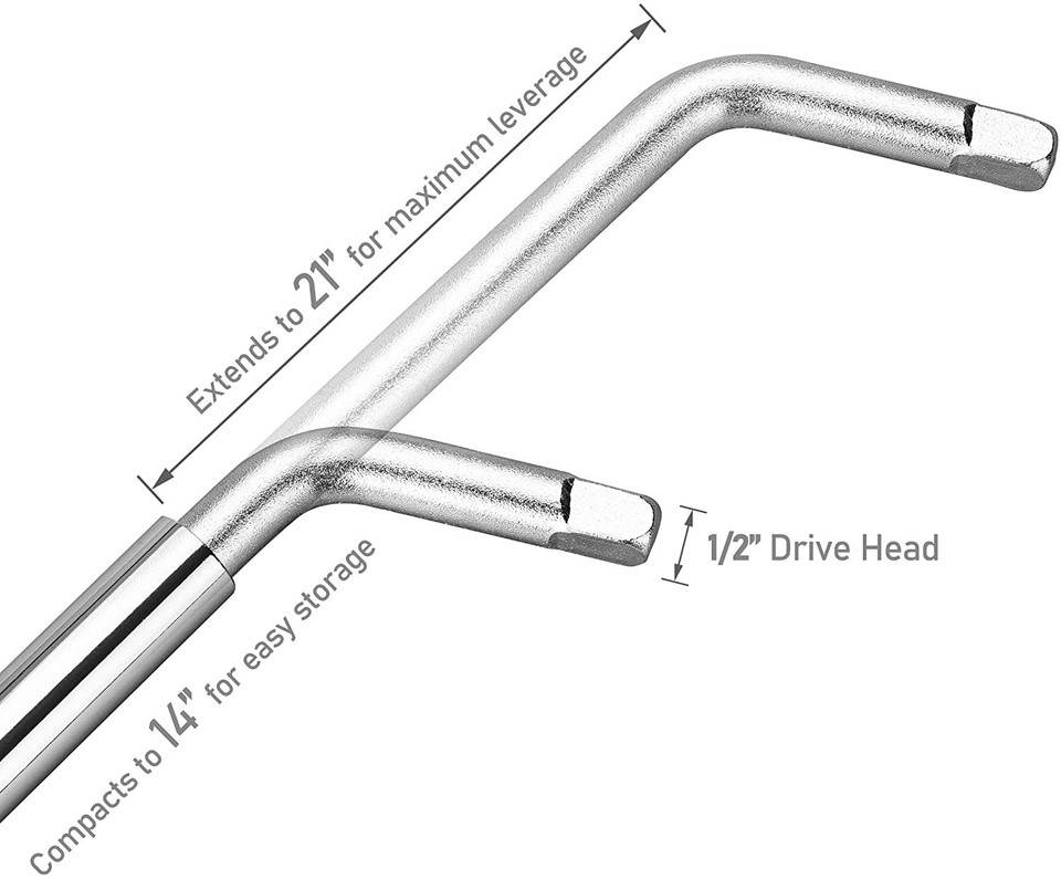 Wheel Lug Wrench Standard Sockets Telescoping Extendable Car Tire Nut ...