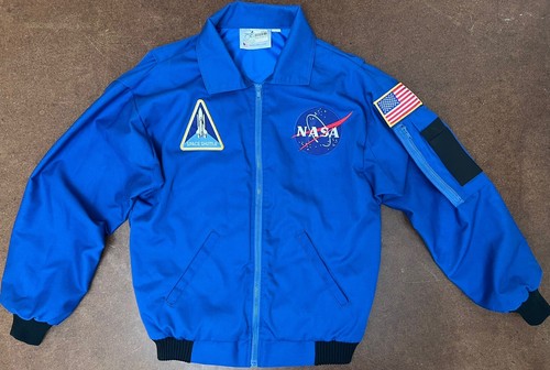 Vintage made In USA NASA Flight Blue Jacket Sz 34-36 Small | eBay Australia
