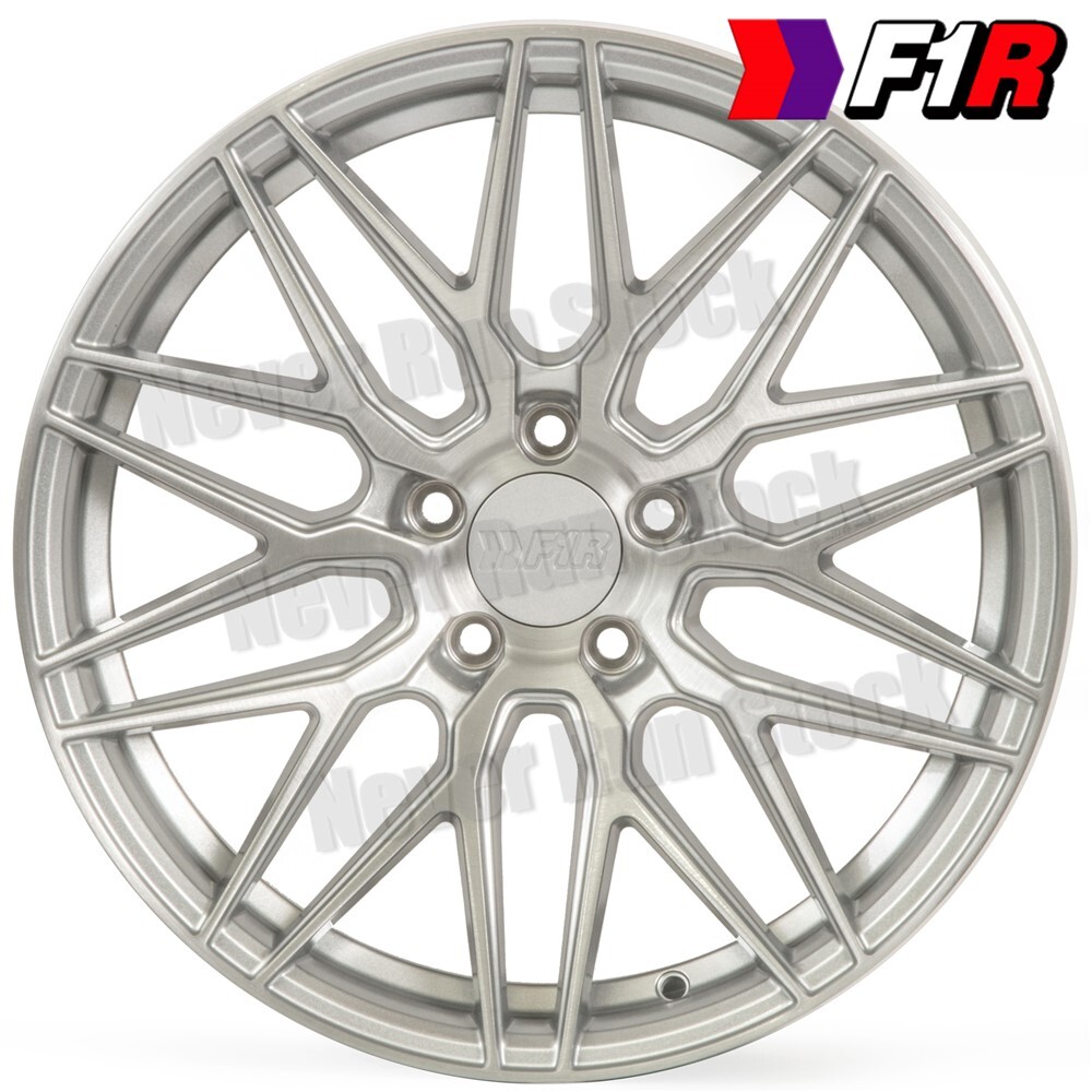 F1R F103 18x8.5 5x108 +42 OFFSET BRUSHED SILVER 20 MESH SPOKES SPORT ...