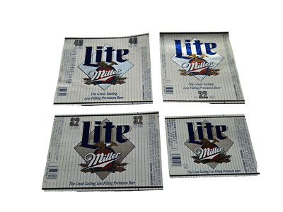 (4) DIFF (V) MILLER LITE 12,22,32, & 40oz BEER LABELS -MILWAUKEE, WI ...