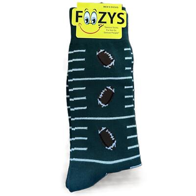 NWT Foozys Green Striped Football Print Crew Length Socks Size One Size ...