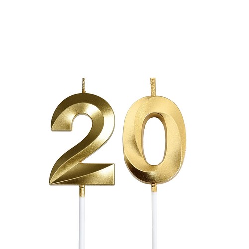 Gold 20th Birthday Candles,Gold Number 20 Cake Topper for Birthday ...
