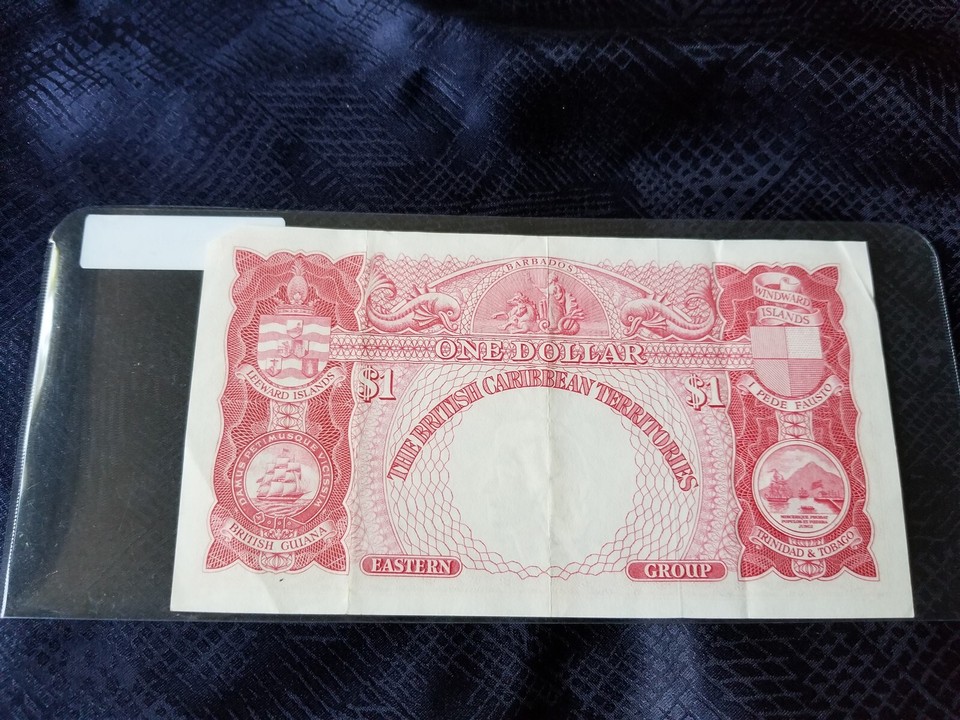 British Caribbean Territories 1 Dollar 1960 Pick #7c Very Fine Queen ...