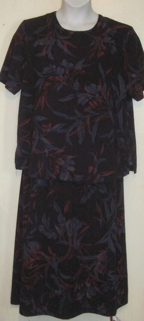 Laura Scott plus sz 18w purple floral long A-line skirt & top sz 16w ...