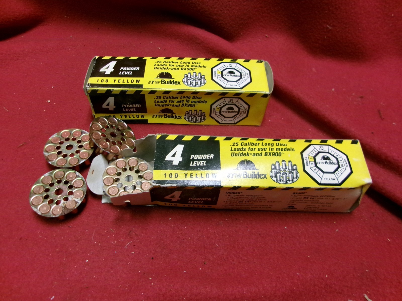 ITW Buildex FASTENERS .25 Caliber 10 Cartridge Load Disc Yellow Level 4 ...