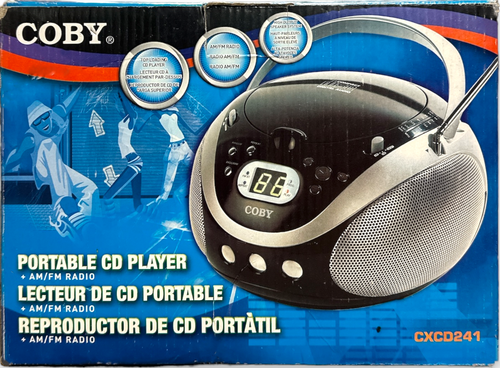 Coby Portable CD Player AM FM Stereo Radio CX-CD241 Black & Silver (New ...