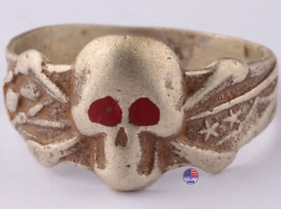 Ring 835 Silver WW1 wwI WW2 wwII Skull Bones Death head Gothic Skeleton ...
