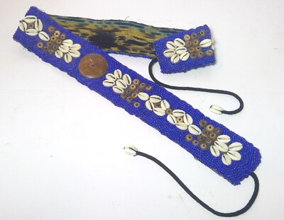 Vintage Handmade Boho Tie Belt Seashells, Deep Blue Beads | eBay