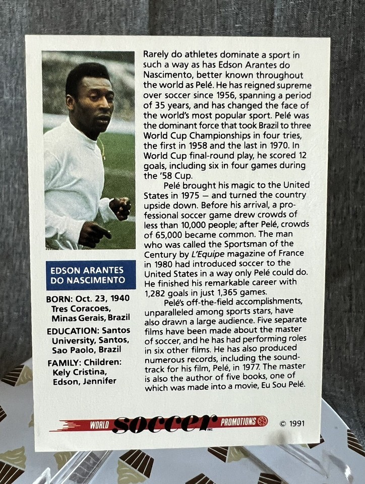 1991 Soccer Shots Pele Brazil World Soccer Promotions Promo Card | eBay