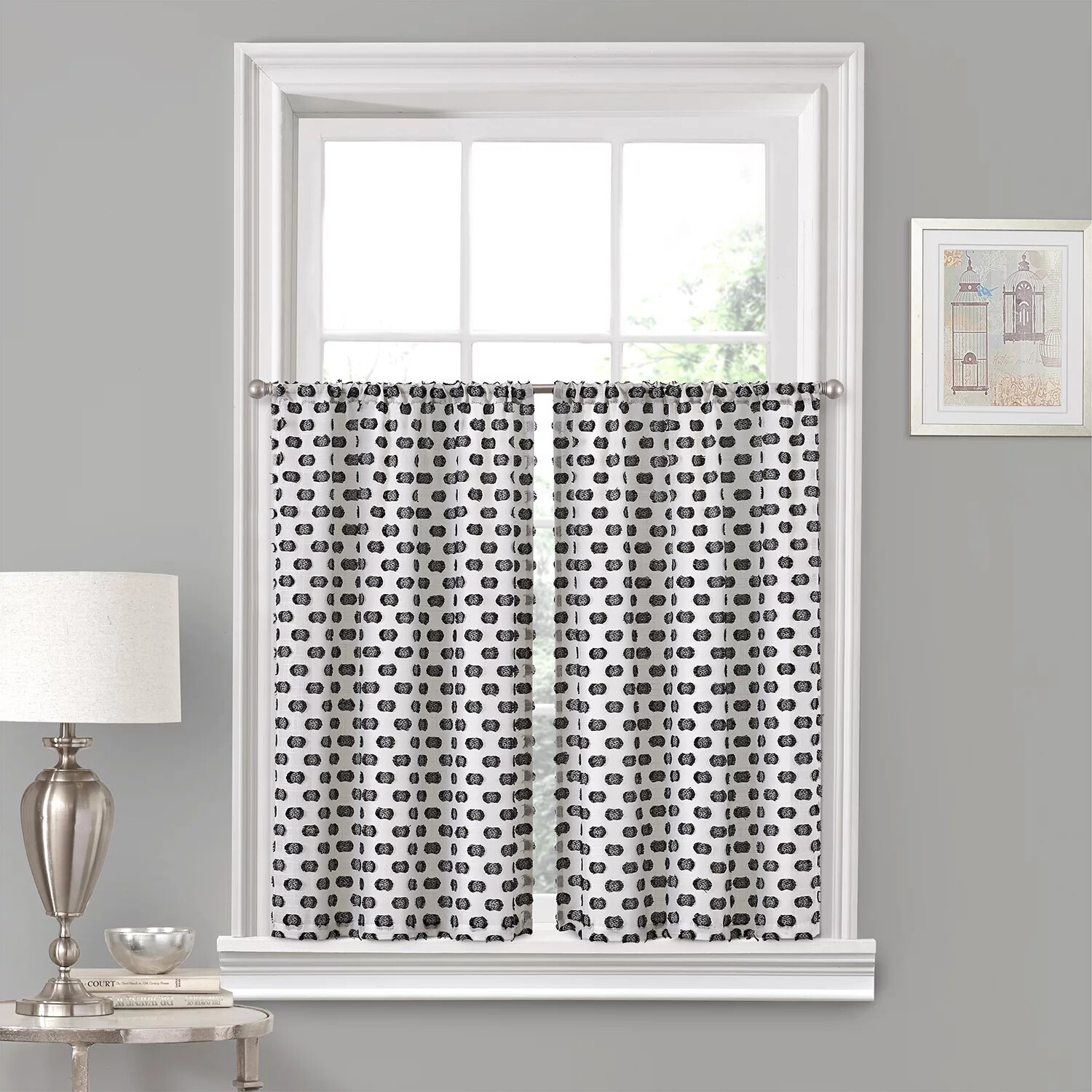 Pair of Window Curtain Tiers 26" " Textured Design 1.5" Rod Pocket by ...
