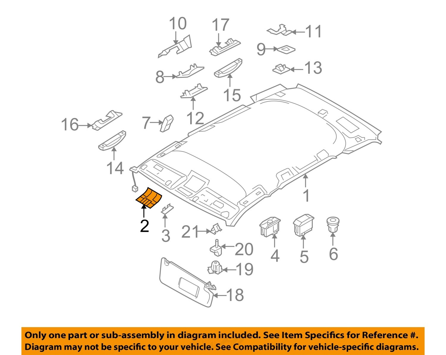Genuine BMW X3 Interior Roof Console Front HEADLINING Cover Grey ...