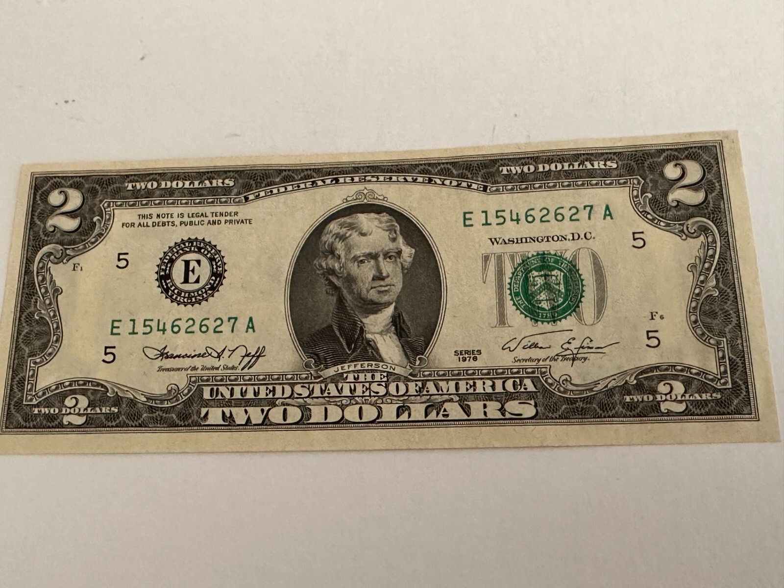 1976 $2 Bicentennial Two Dollar Note Rare Green Stamp AU Condition ...