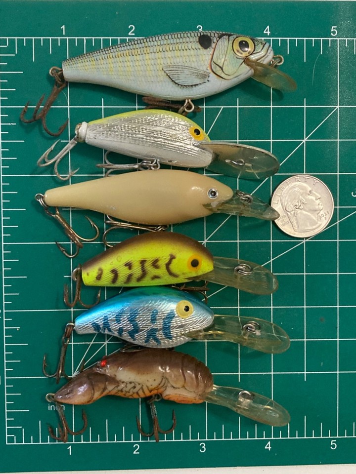VTG LOT 6 REBEL CRANKBAITS WEE R FISHING LURES USA VINTAGE CRAW DEEP ...