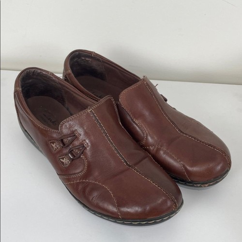 Clark’s Bendables Brown Leather Slip On Shoes Women’s 11 Split Toe ...