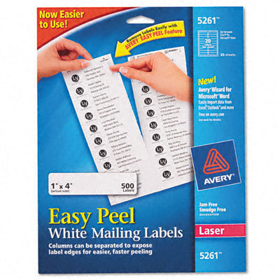 Avery Dennison Ave-5261 Easy Peel Address Label - 1" Width X 4" Length ...