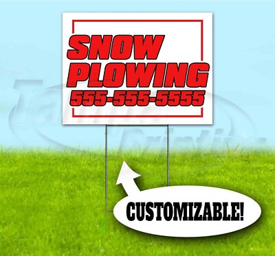 SNOW PLOWING CUSTOM PHONE 18x24 Yard Sign WITH STAKE Corrugated Bandit ...