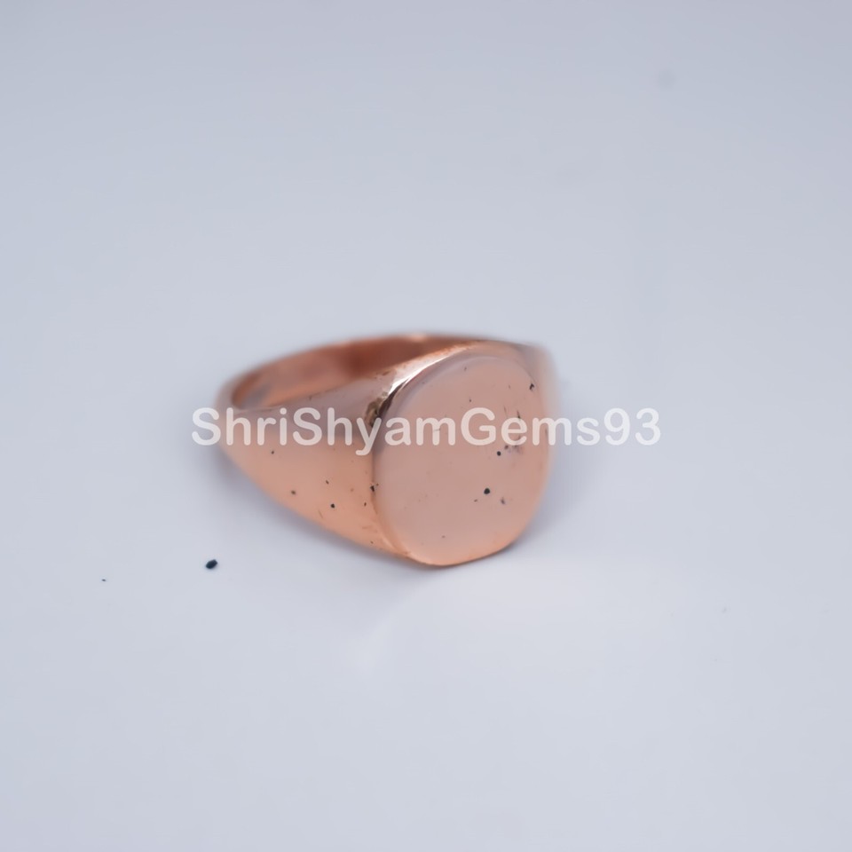 Pure Solid Copper Oval Plain Men Unisex Band Pinky Signet Ring Cast ...
