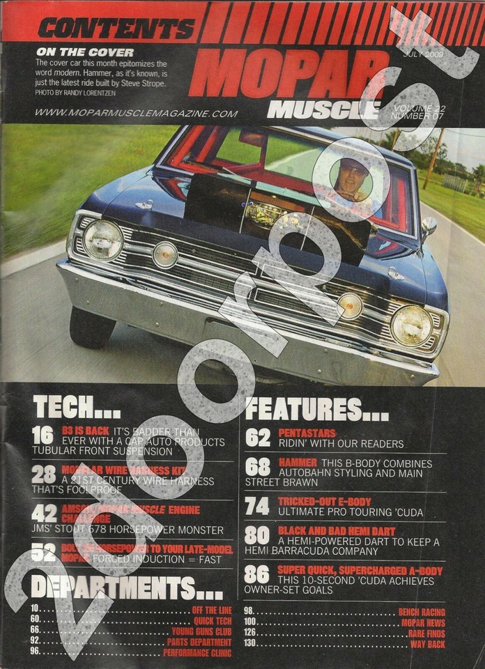 Mopar Muscle magazine July 2009 acceptable condition Dodge Plymouth ...