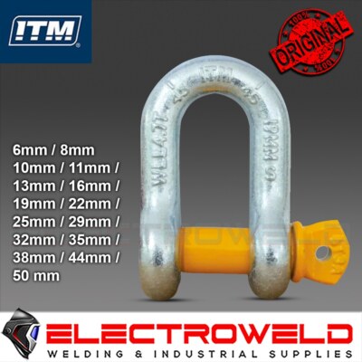 ITM 12T Dee Shackle Yellow Pin Screw Lifting Hoist Rigging Anchor ...