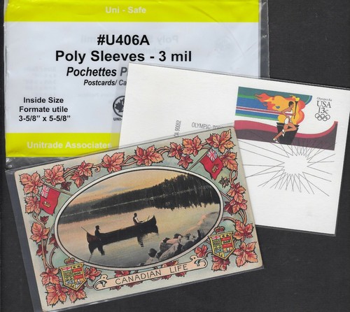 100 Poly Postcard Sleeves to Fit 3-5/8" x 5-5/8" USA & Canada Postcards ...