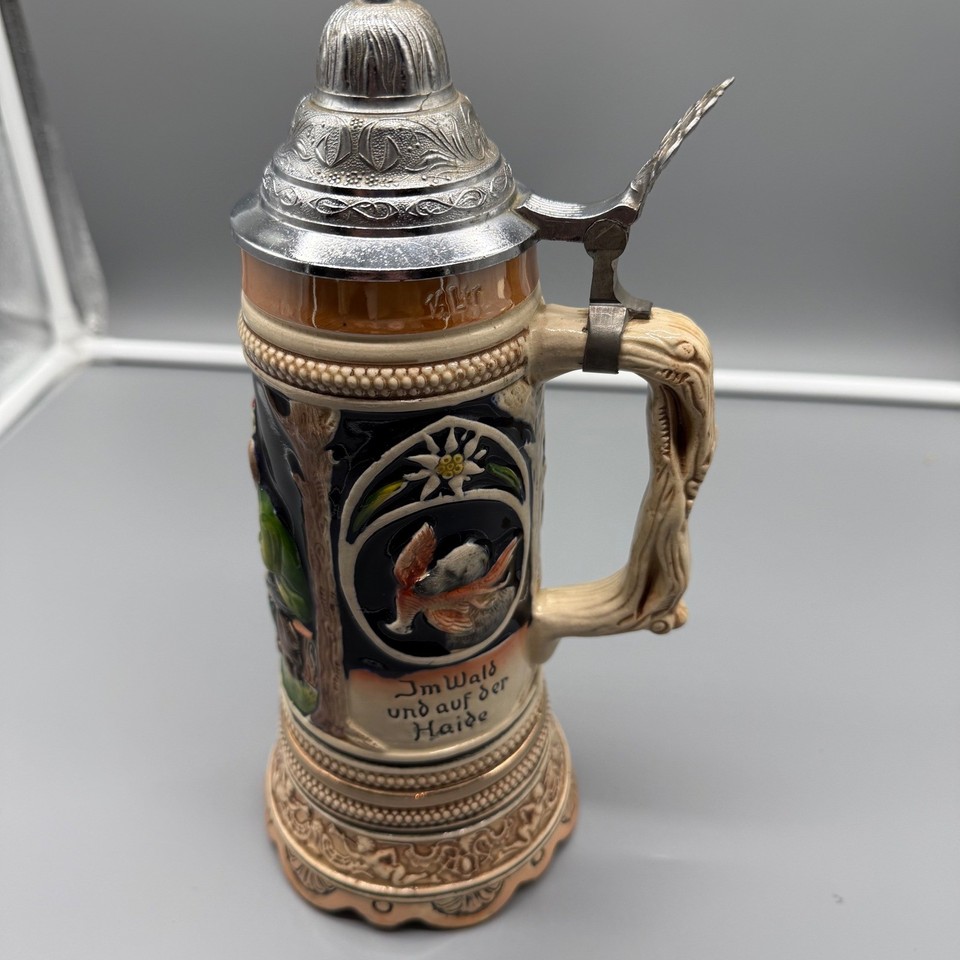 Vintage 1950 German Beer Stein Collectible Musical Pewter Lid Scene ...