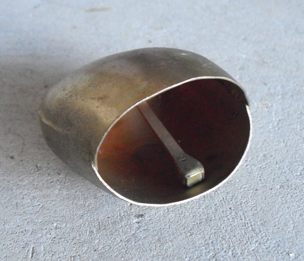 Vintage Brass Hand Painted Flowers Small Cow Bell Ringing Bell 3" Tall ...