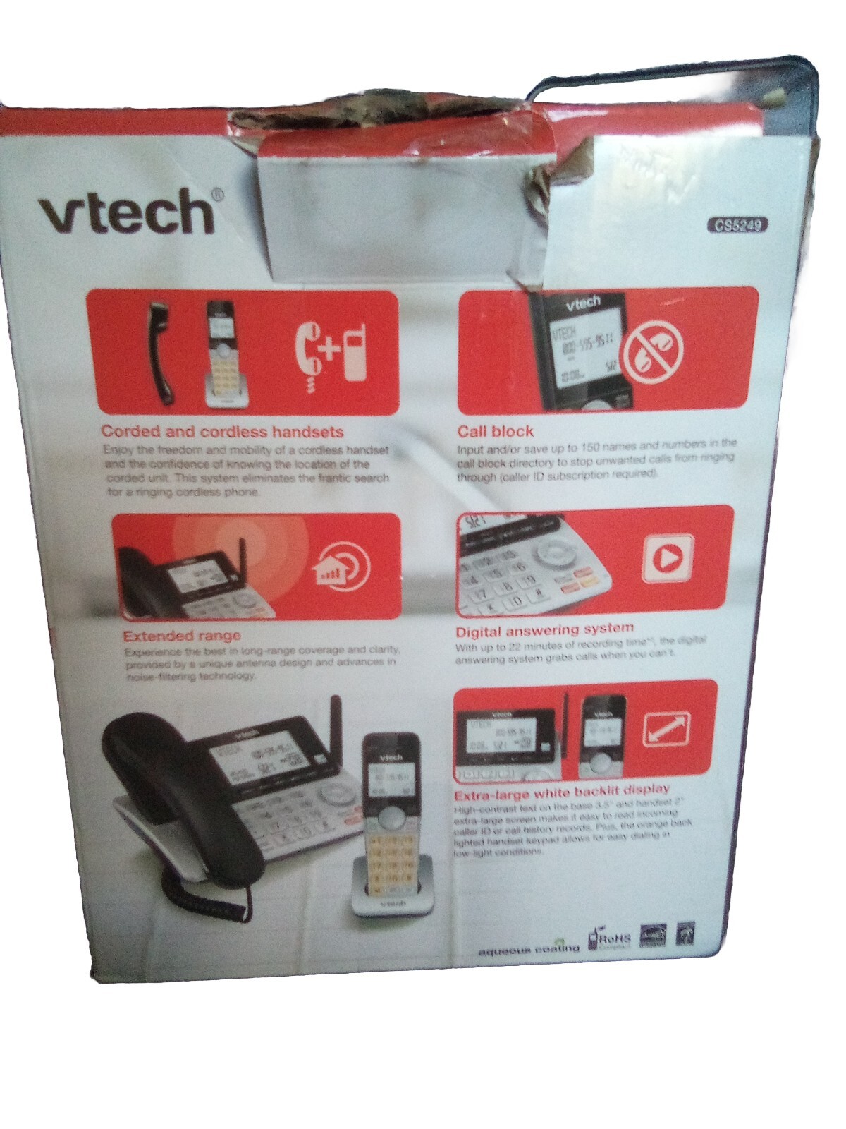 VTech CS5249 Corded/Cordless Answering System with Extended Range ...