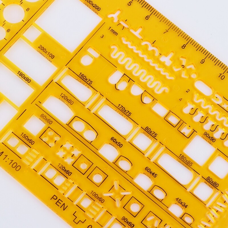 Professional Architectural Template Ruler Drawing Stencil Measuring ...