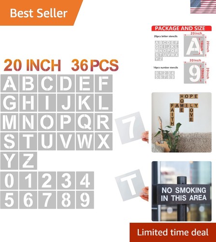 20 Inch Letter Stencils and Numbers, 36 Pcs Alphabet Art Craft Stencils ...