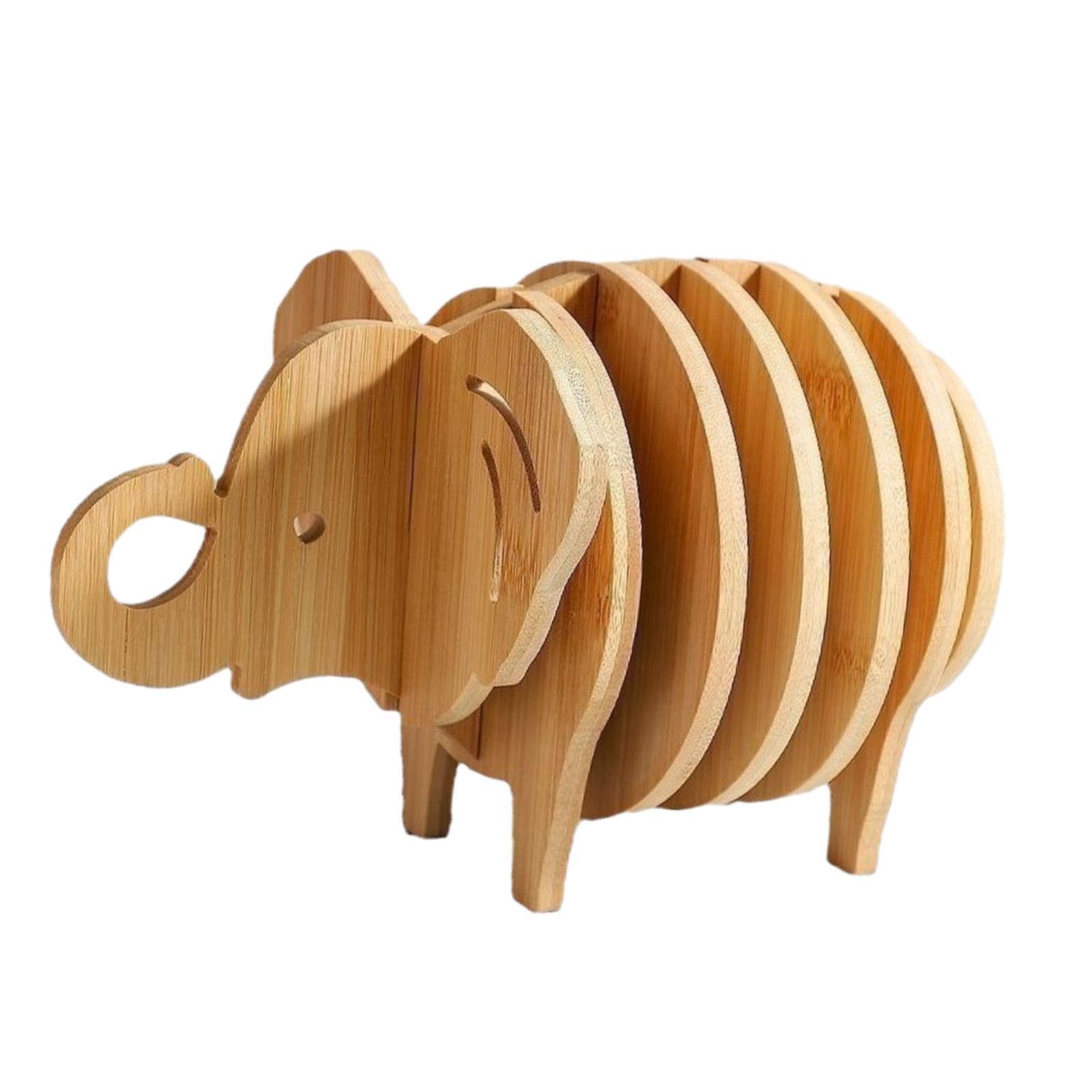 Elephant Shape Coasters Set Art Animal Cup Pads for Office Dining Table ...
