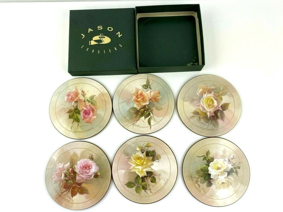Jason Coasters Fragrant Blooms Roses D8771 Round Cork Backed New ...