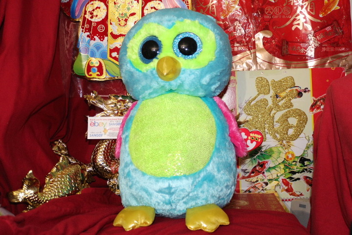 TY BEANIE BOOS JUMBO OPAL THE OWL.16".JUSTICE EXCLUSIVE.2013 RELEASE ...