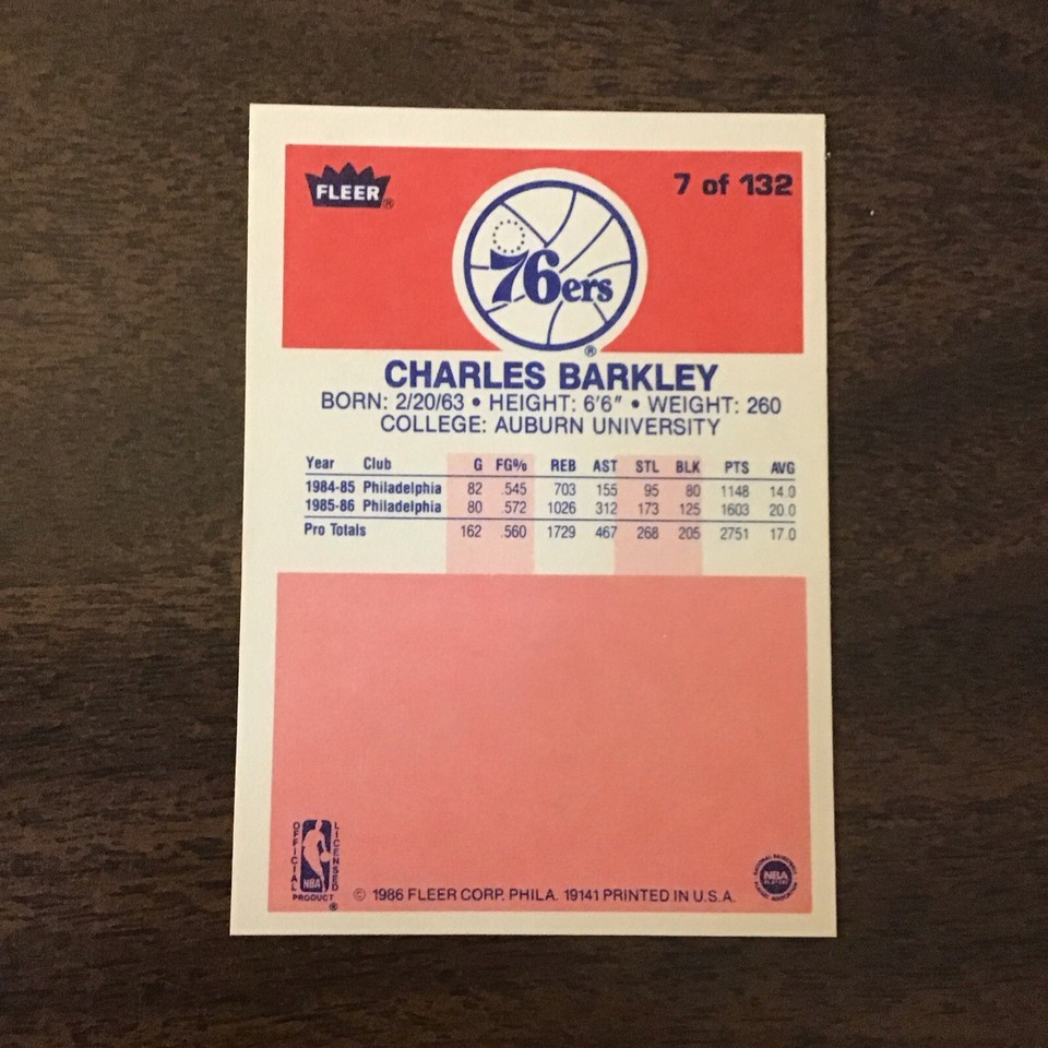 1986-87 Fleer #7 Charles Barkley Rookie (NM+) | eBay