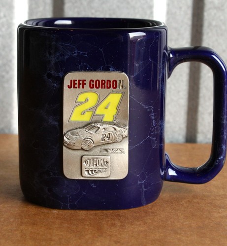 Collectible NASCAR #24 Jeff Gordon Silver Logo Blue White Mosaic Coffee ...