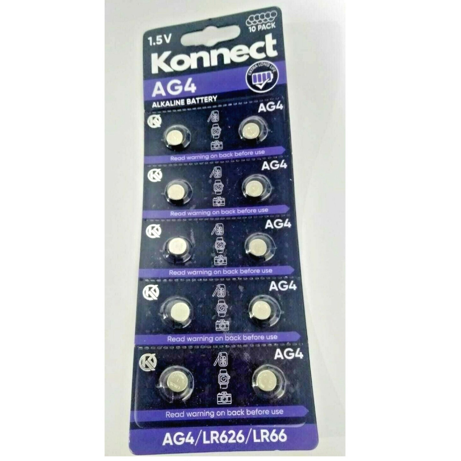 KONNECT BATTERY AG1 L621, AG3 LR41,AG4 LR626, AG10 LR54, AG12 LR43 ...