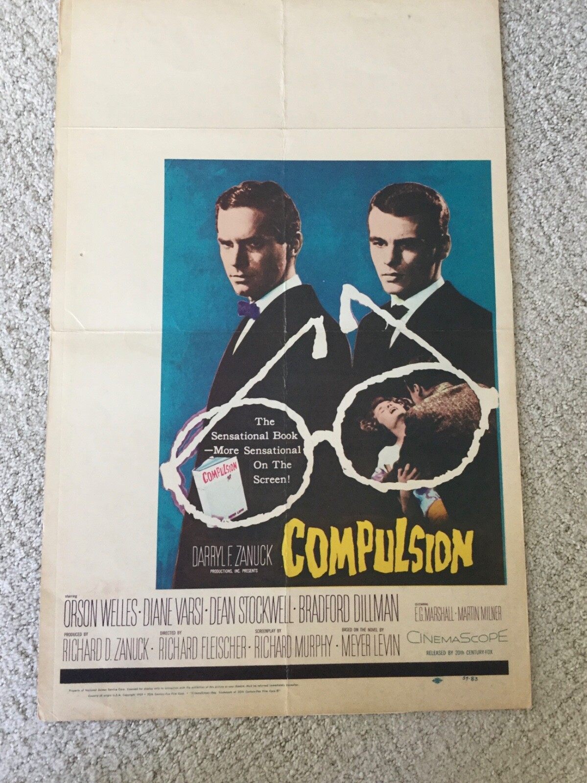 Lurid 1959 Movie Poster “Compulsion” Based on Infamous Leopold/Loeb ...