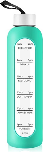 1 Liter Glass Water Bottle With Stainless Steel Lid 1000ml Sports