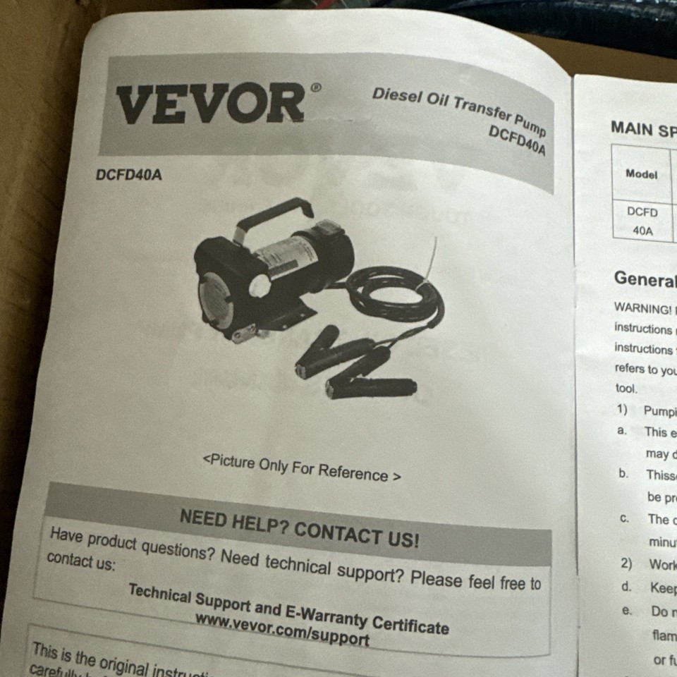 VEVOR DCFD40A10GPM 12V DC Diesel Fuel Transfer Pump Kit ...