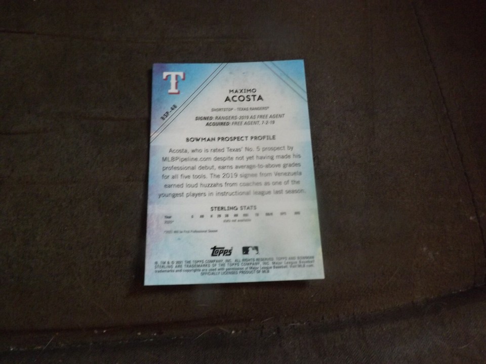2021 Bowman Sterling Maximo Acosta Prospect Profile Card | eBay