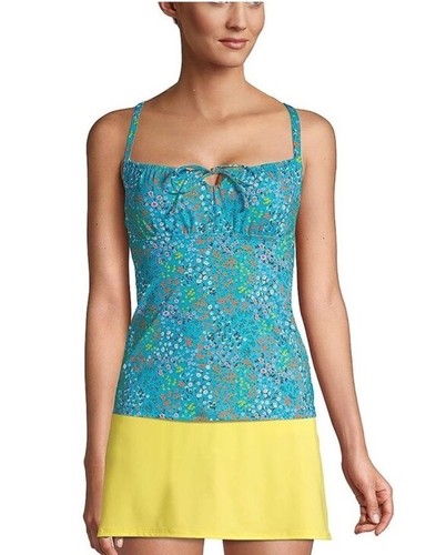 Lands End NEW Size 10 Swim Tankini Top Underwire Turquoise Floral Tie ...