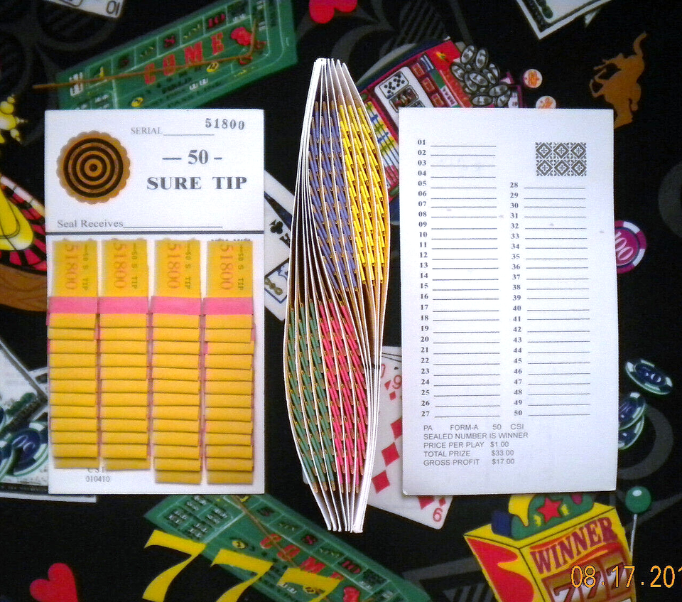 ( 1 Each ) ~ 50 SURE TIP BOARD {01 to 50} FundRaising Raffle Pull Tab ...