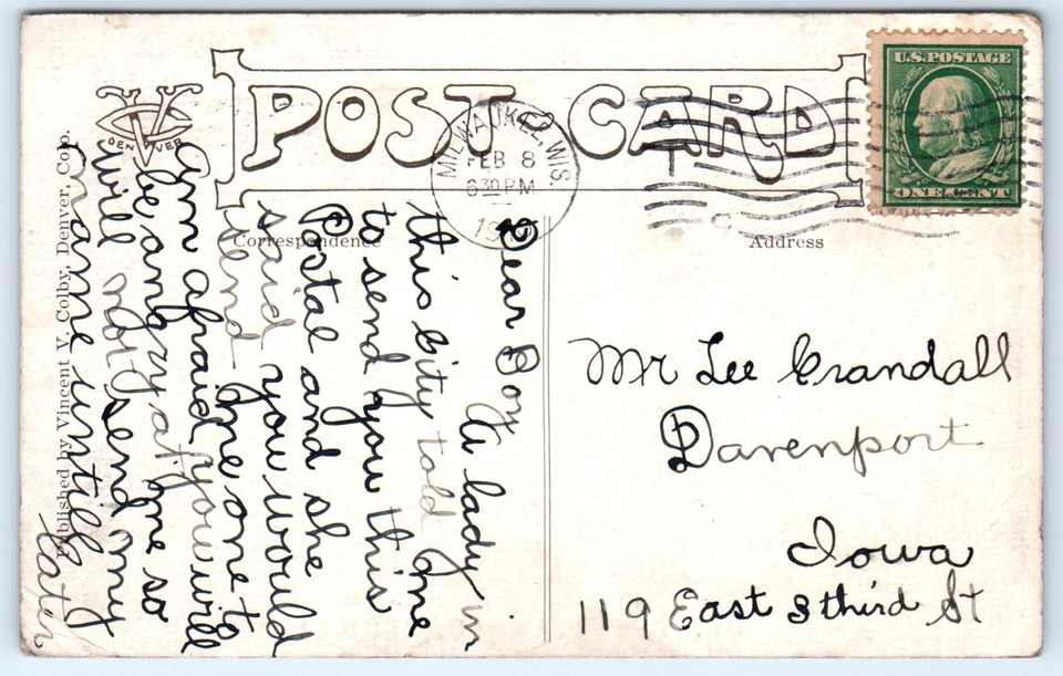 Vincent Colby Postcard Puppy Under Feet Oh, But I Am Lonesome Vintage ...