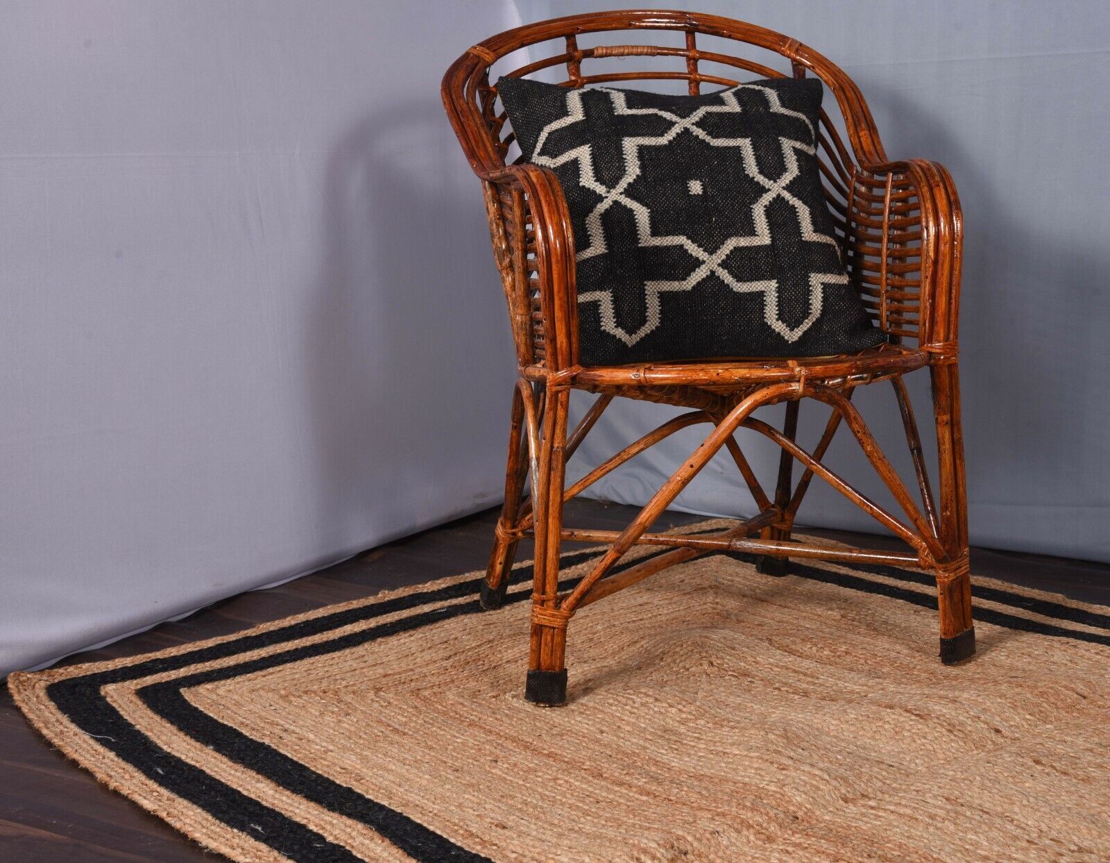 Rug Square Jute Rug Black Border Hand Braided Farmhouse Jute Area Rug ...